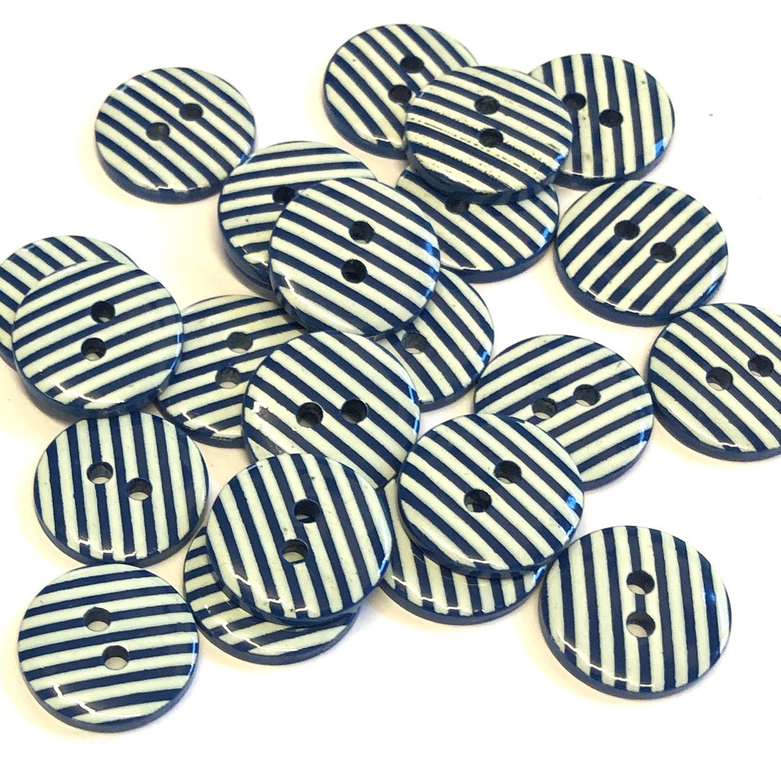 10 Dark Blue Stripe Buttons Dark Blue Stripy Buttons 15mm - Etsy