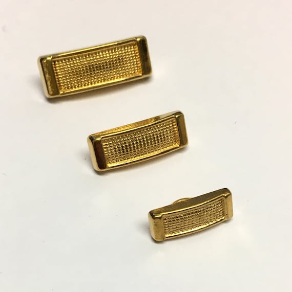 6 X Rectangular Gold Metal Buttons Italian Gold Rectangle | Etsy