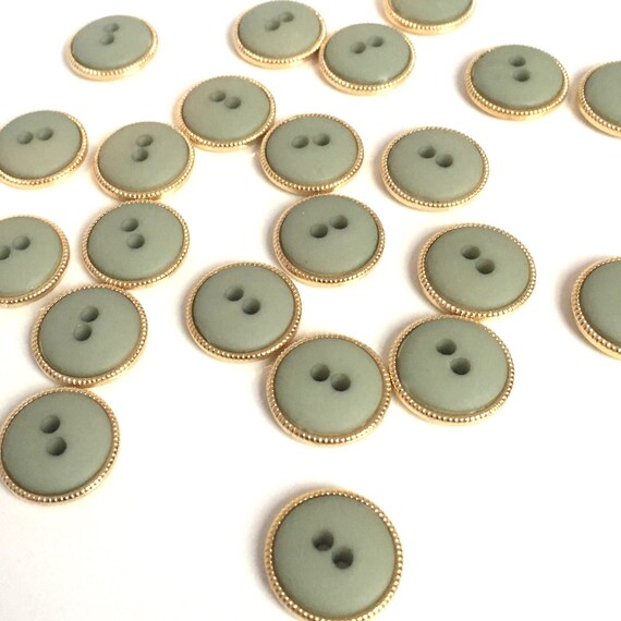 10 resin buttons light green buttons gold border buttons | Etsy