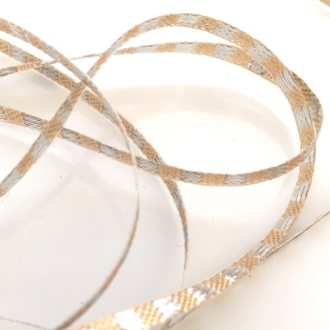 10 Metres Silver and Gold Lurex Ribbon 3mm Lurex Ribbon | Etsy