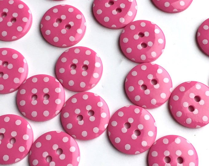 10 Hot Pink Spotty Buttons Hot Pink Dotty Buttons Hot Pink - Etsy