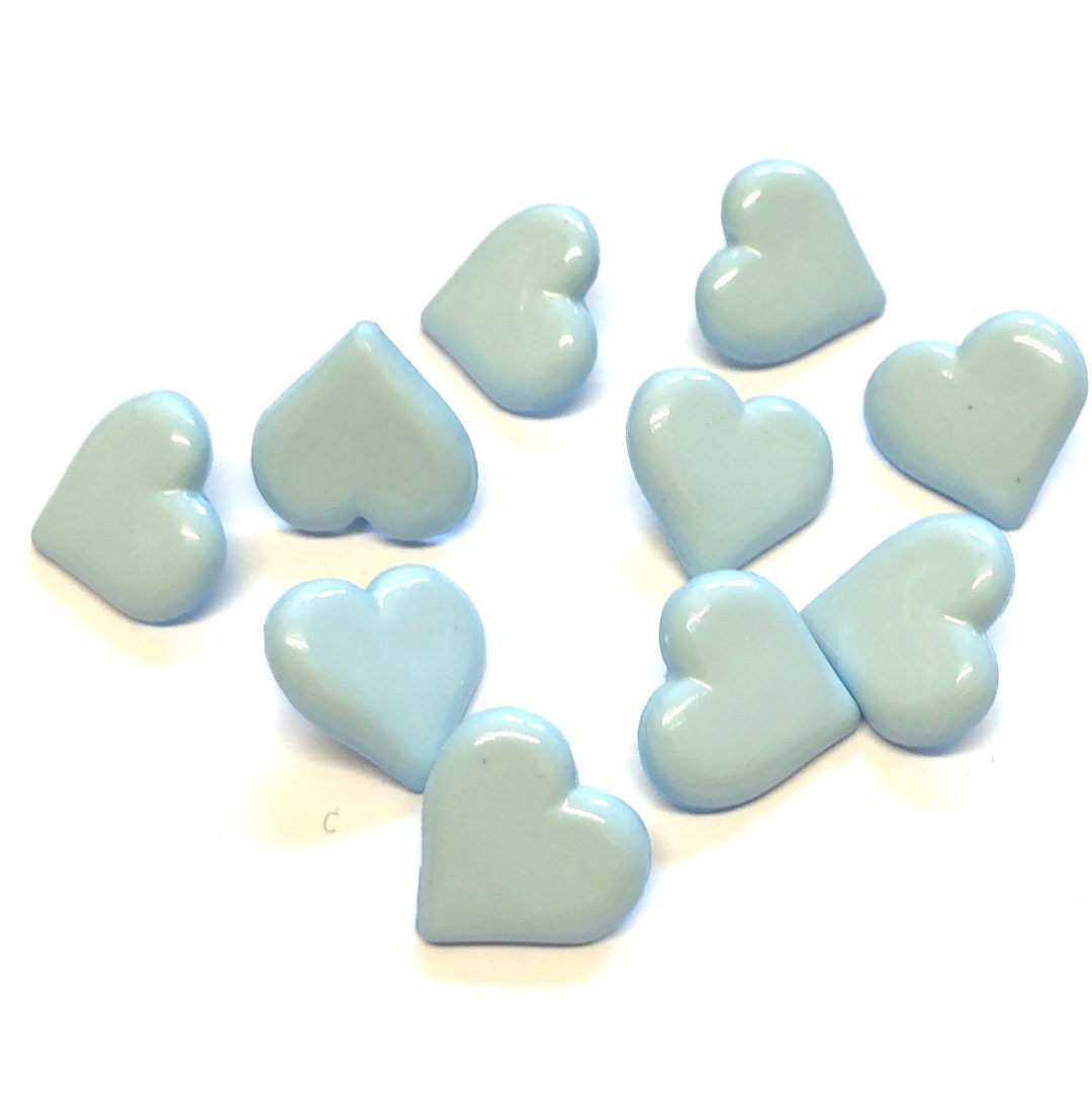 10 Light Blue Resin Heart Buttons: 15mm Shank Craft Buttons - Etsy