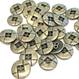 6 Patchwork Effect Agd Silver Metal Coat Buttons, Heavy Metal Buttons ...