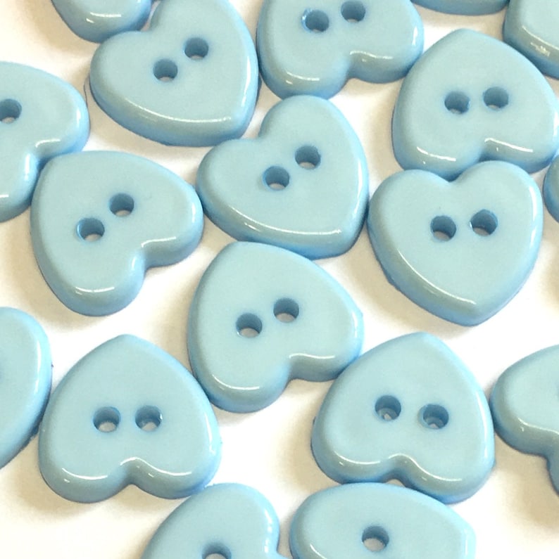 10 Blue Heart Buttons Blue Buttons Heart Shaped Buttons - Etsy