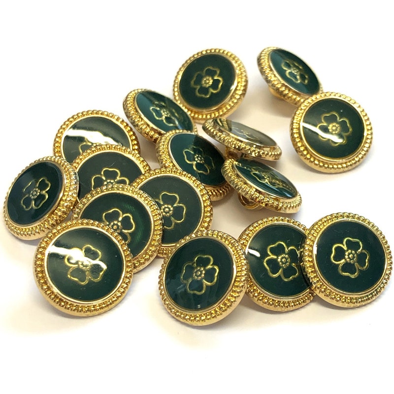 Green Flower Buttons Vintage - Etsy UK