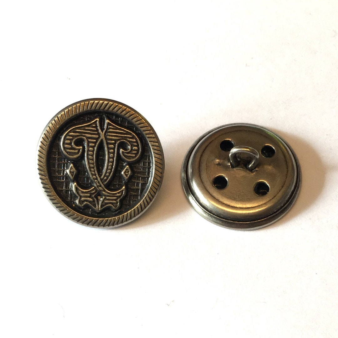 2, 20mm, 25/32 Inch, 32L Aged Pewter Metal Shank Buttons, Lightweight ...