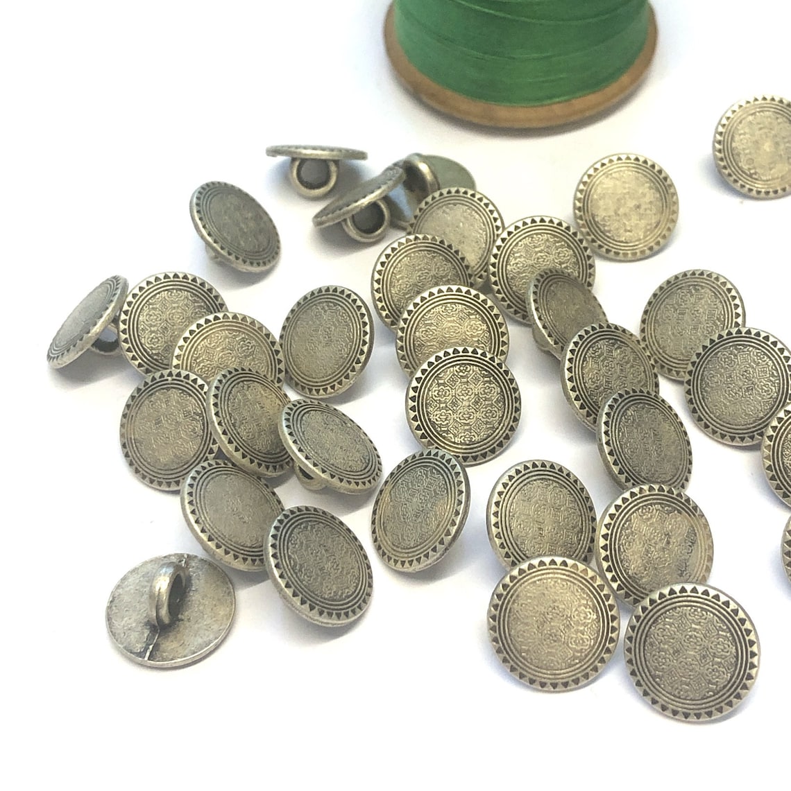 6 12mm 20L Aged Silver Metal Buttons With Etched Pattern - Etsy