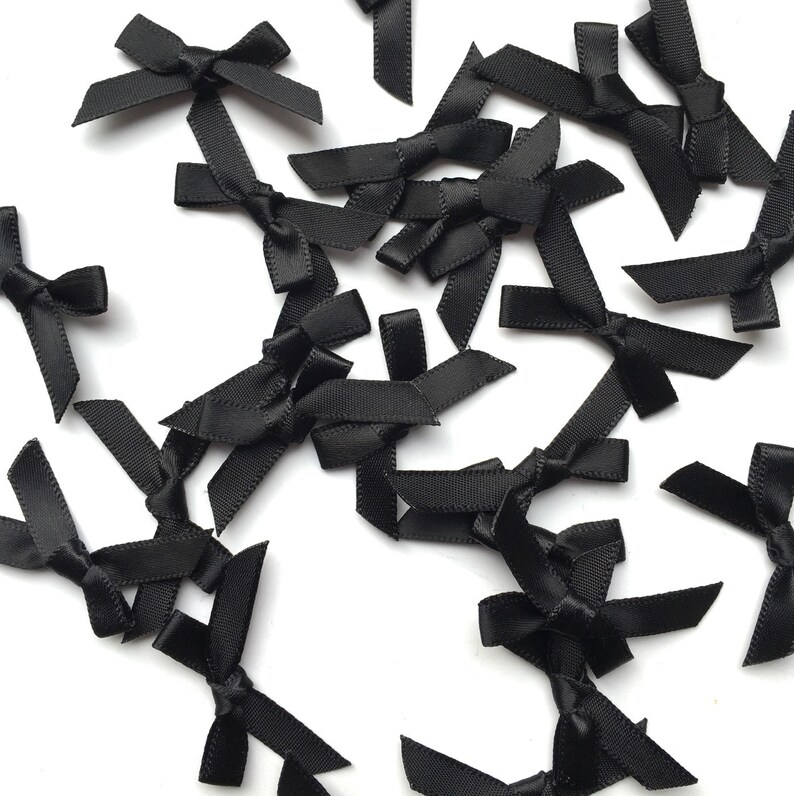 20 satin ribbon bows black ribbon bows black satin bows | Etsy