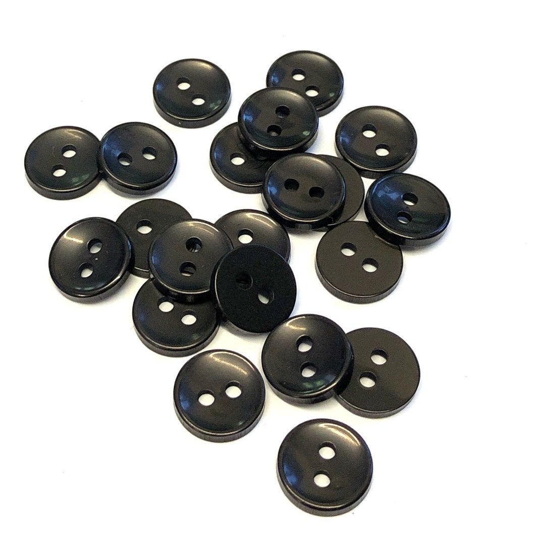 20, Black Buttons, 11mm Black Buttons, Black Dipped Buttons, Black ...
