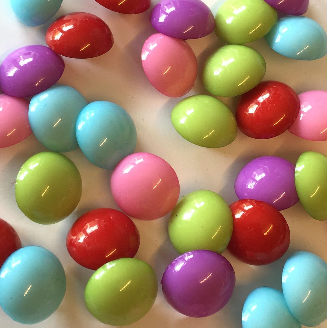 10 Bright Buttons, Coloured Dome Buttons, 15mm Round Buttons, Choice of ...