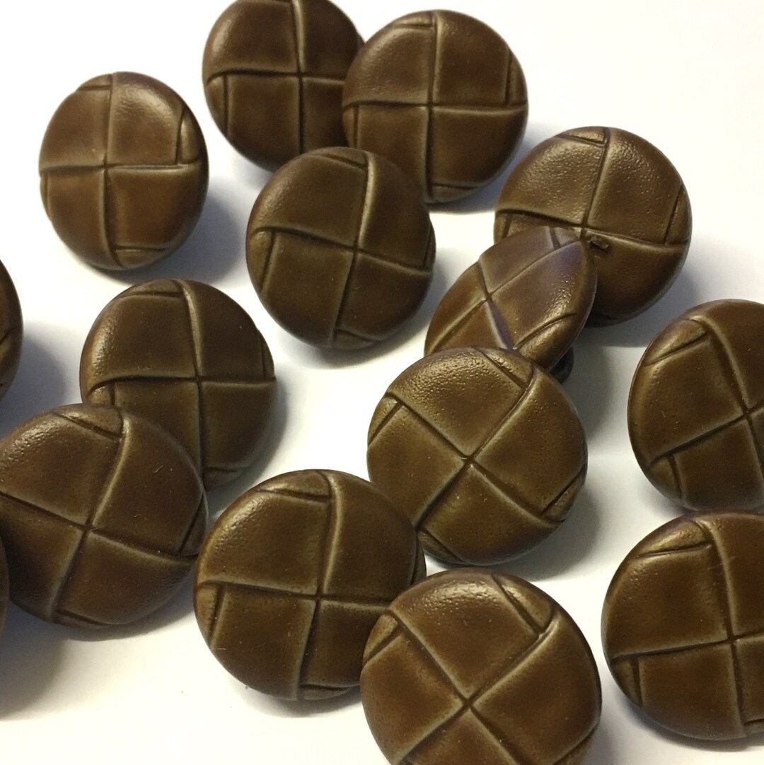 6 X 21mm Faux Leather Effect Light Brown Buttons, Tweed Effect Buttons ...