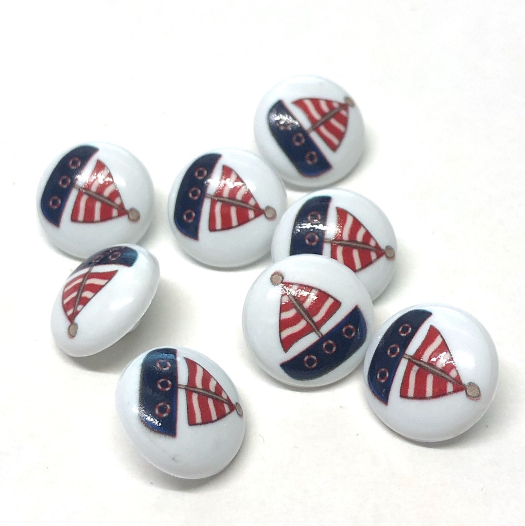 10, 15mm (24L) Sailing Boat Picture Buttons, Sail Boat Novelty Buttons ...