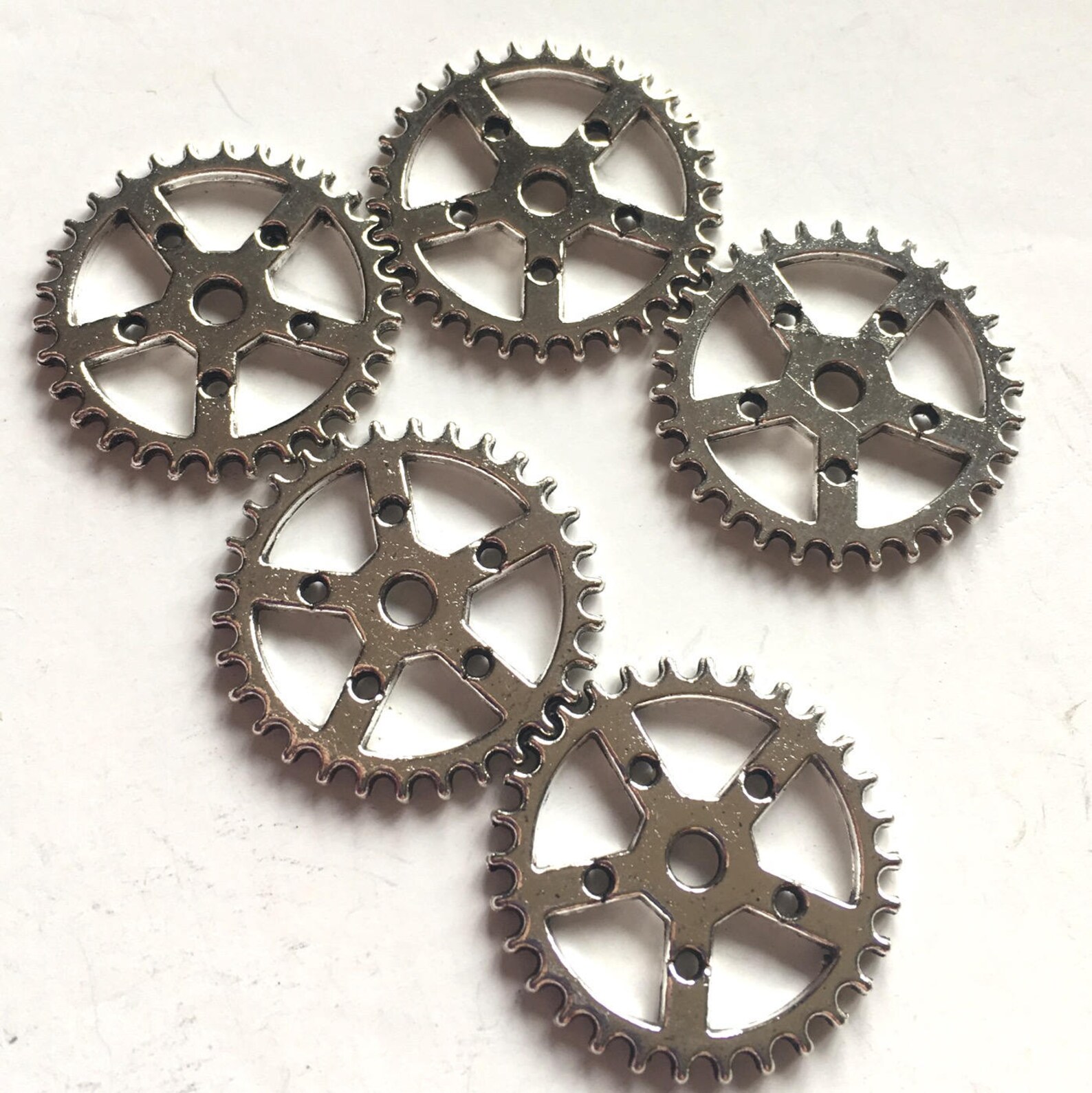 5 X Large Metal Cog Silver Cog Charms Gear Charms Steampunk - Etsy