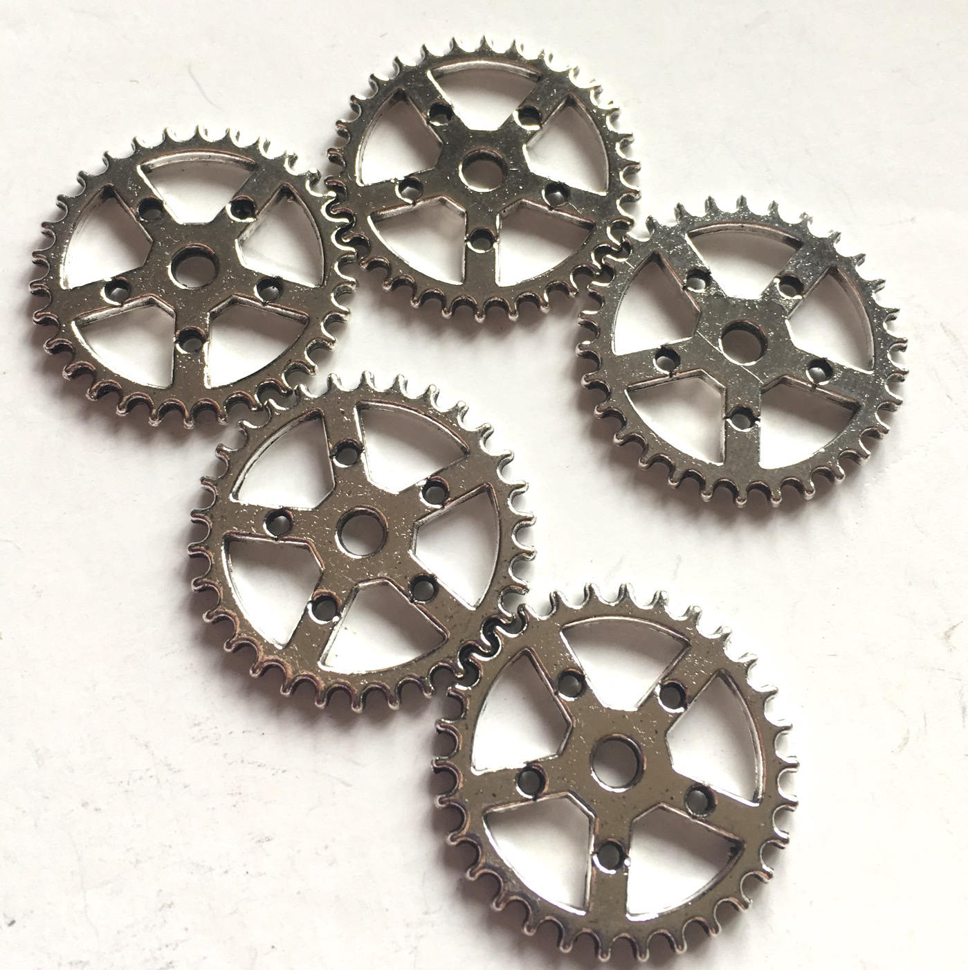 5 x large metal cog silver cog charms gear charms steampunk | Etsy