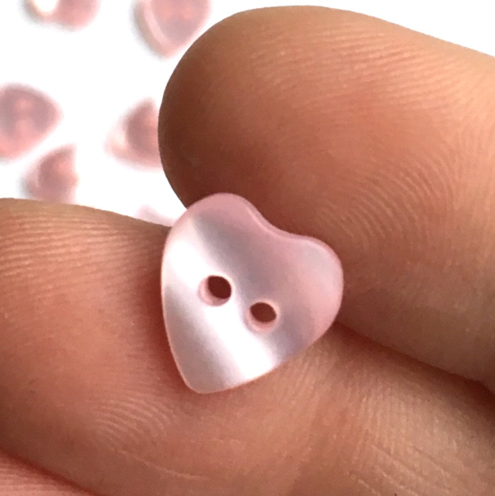 10, Pink Heart Buttons, Heart Shaped Buttons, 11mm Buttons, Opalescent ...