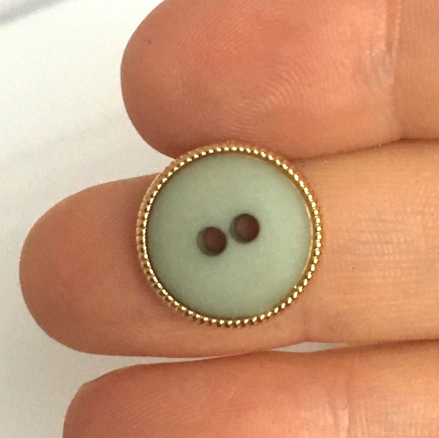 10 Resin Buttons Light Green Buttons Gold Border Buttons - Etsy UK