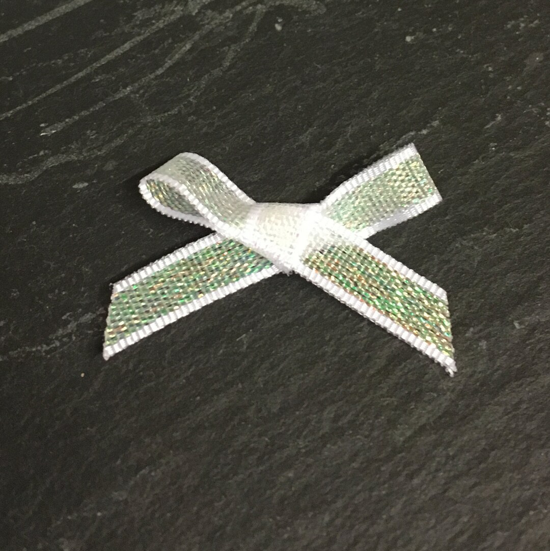 10, White Bows, White Ribbon Bows, White Lurex Bows, 7mm Bows, 7mm ...