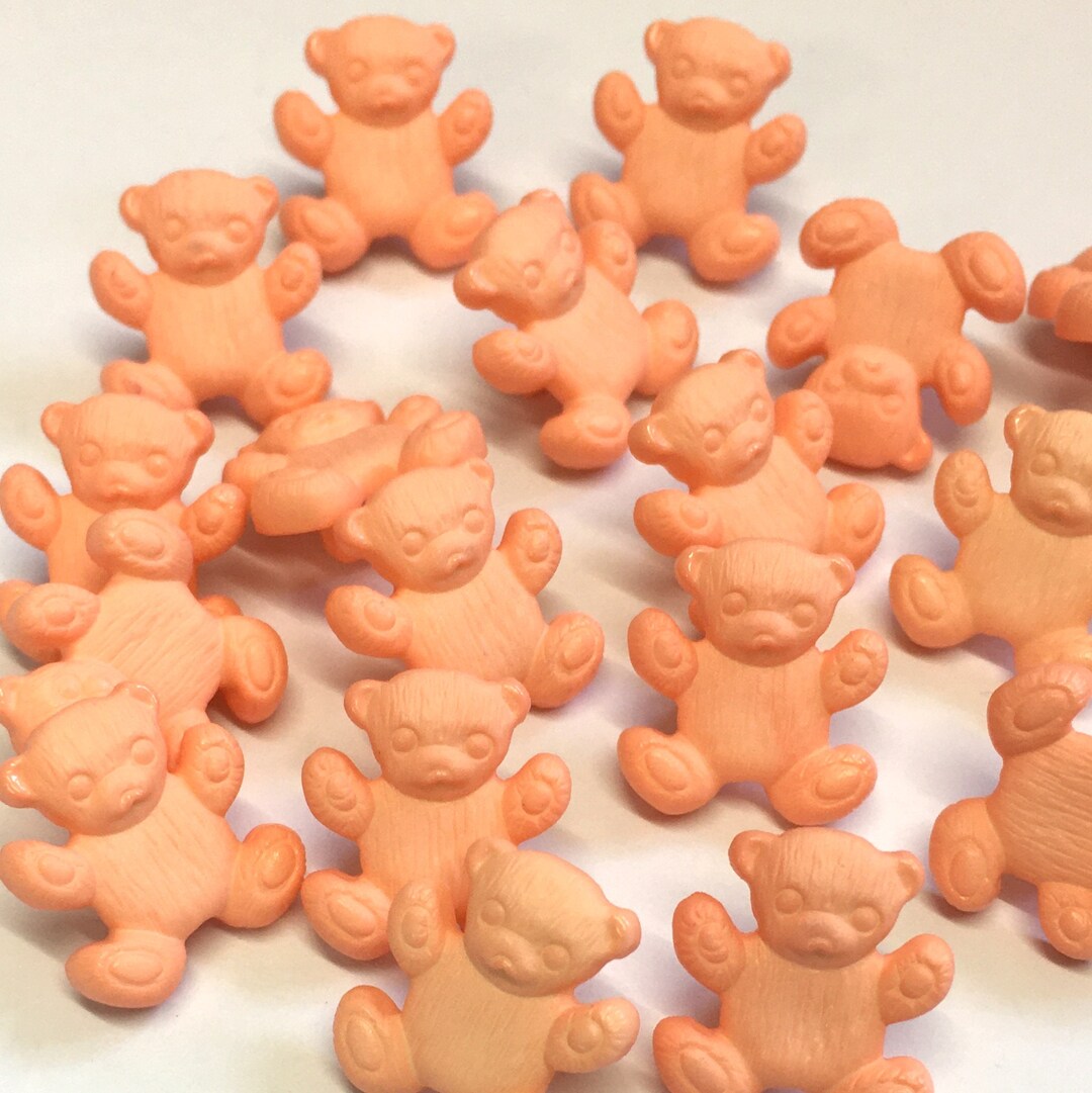 10 Peach Teddy Buttons, Peach Teddy Bear Buttons, Peach Novelty Buttons ...
