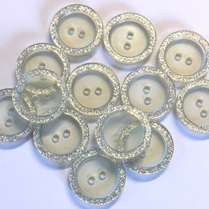 10pcs Clear Resin Buttons With Silver Glitter Border (25mm) - Etsy