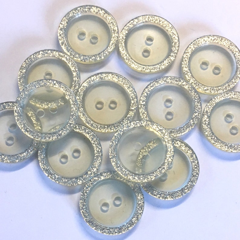 10 botones transparentes con un borde de brillo plateado | Etsy
