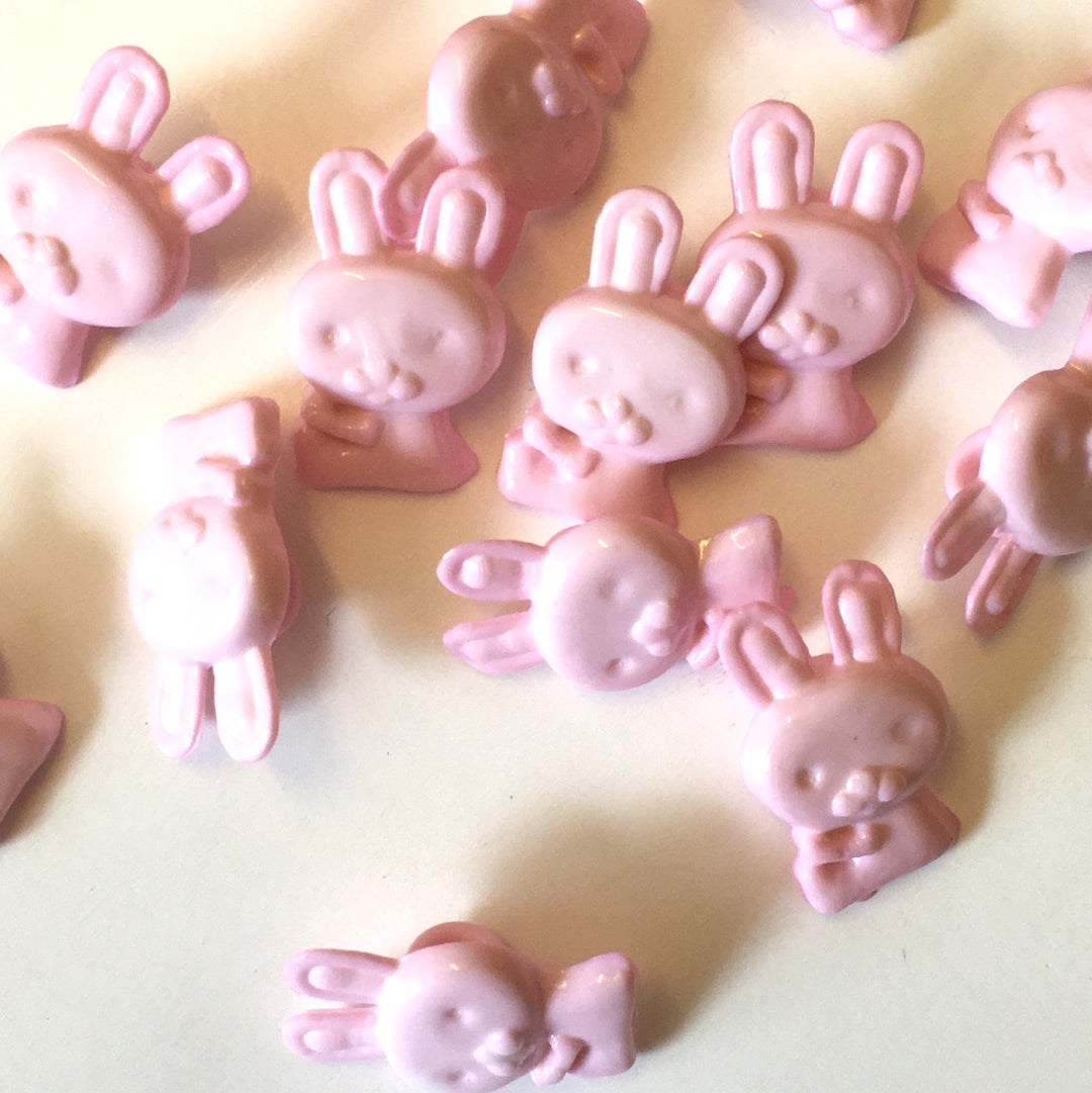 10, Pink Bunny Buttons, Rabbit Buttons, Baby Buttons, Easter Buttons ...