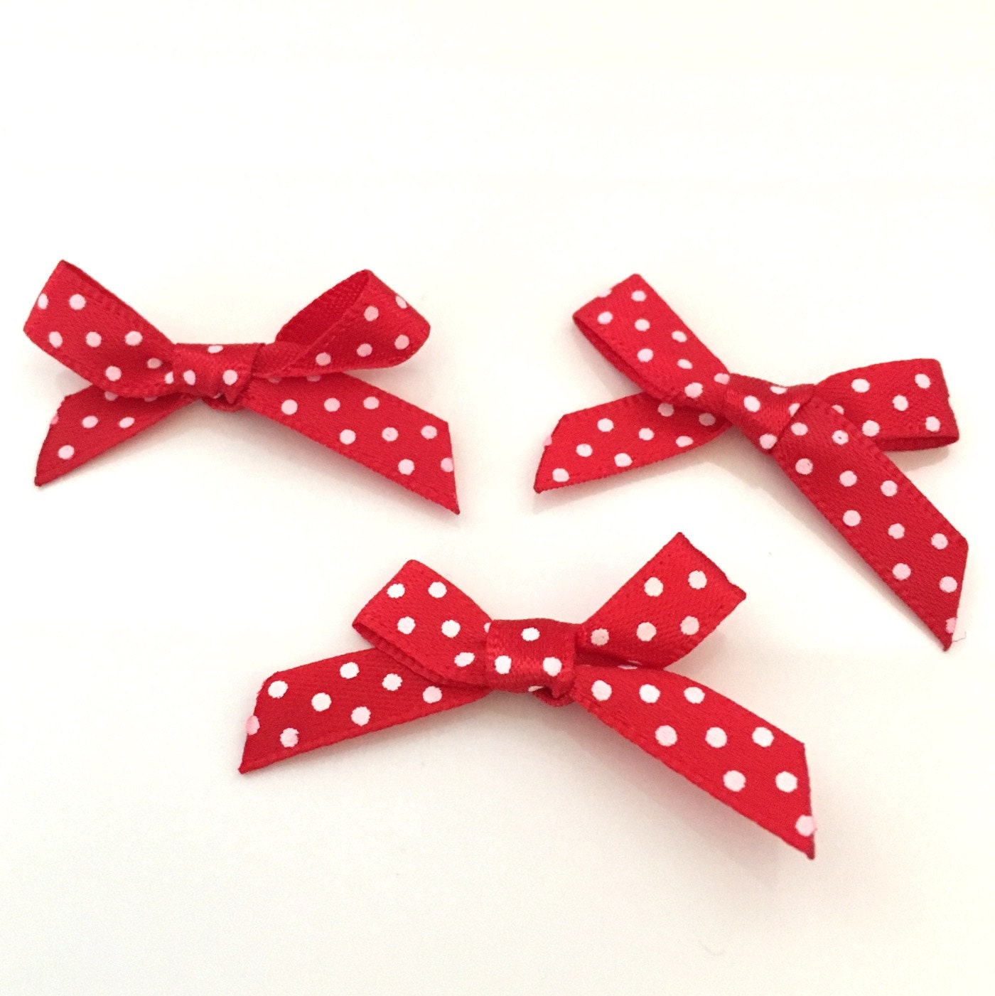 10 red spotty bows red dotty bows red polka dot bows | Etsy
