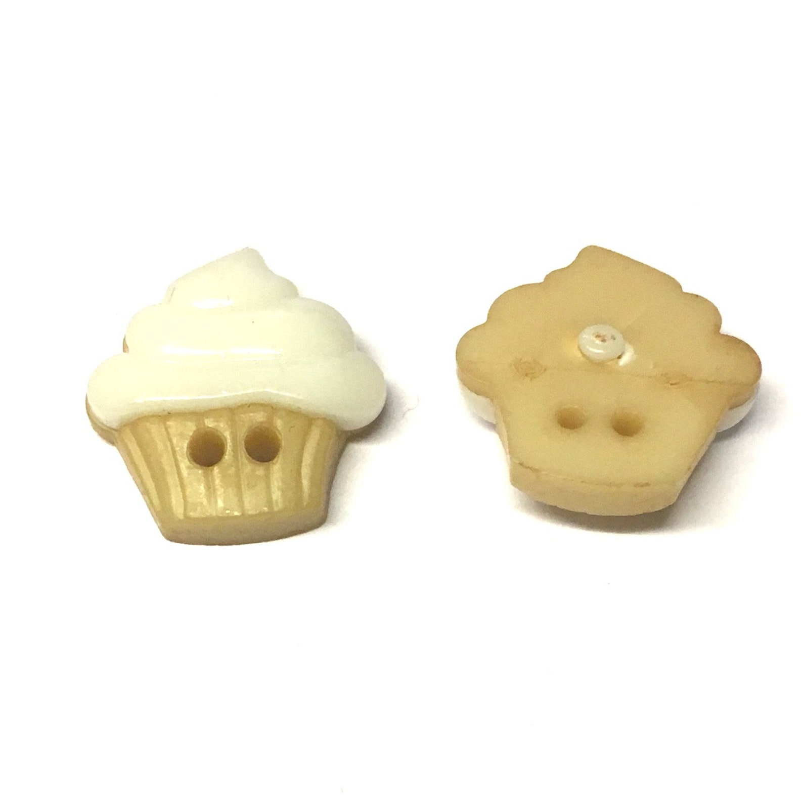 10 White Cupcake Buttons Bun Design Buttons Cute White | Etsy