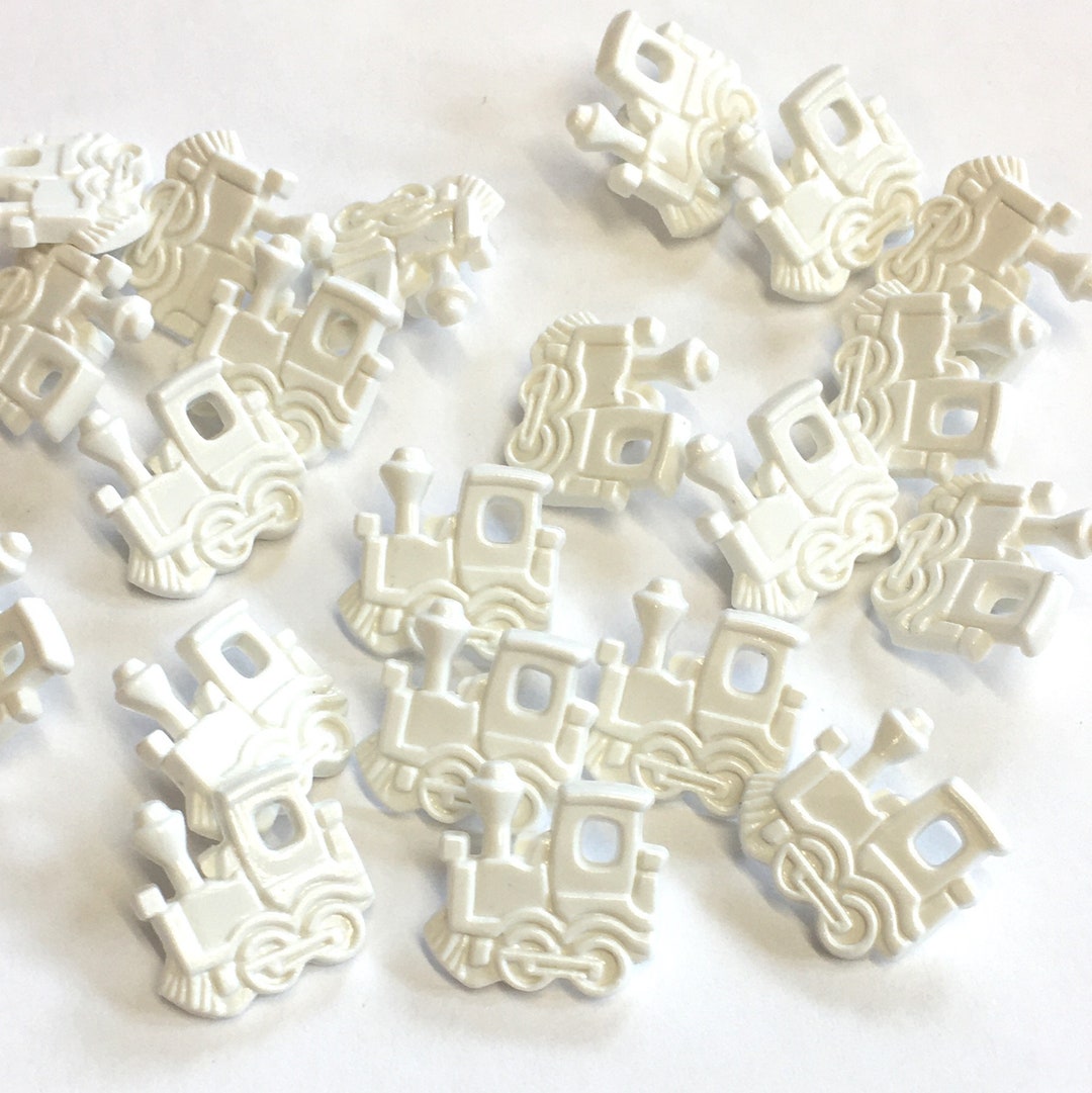 10, White Train Buttons, Steam Train Buttons, Baby Buttons, Locomotive ...