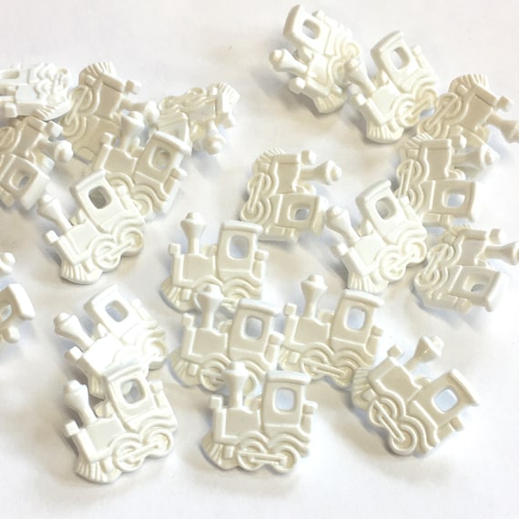 10 white train buttons steam train buttons baby buttons | Etsy