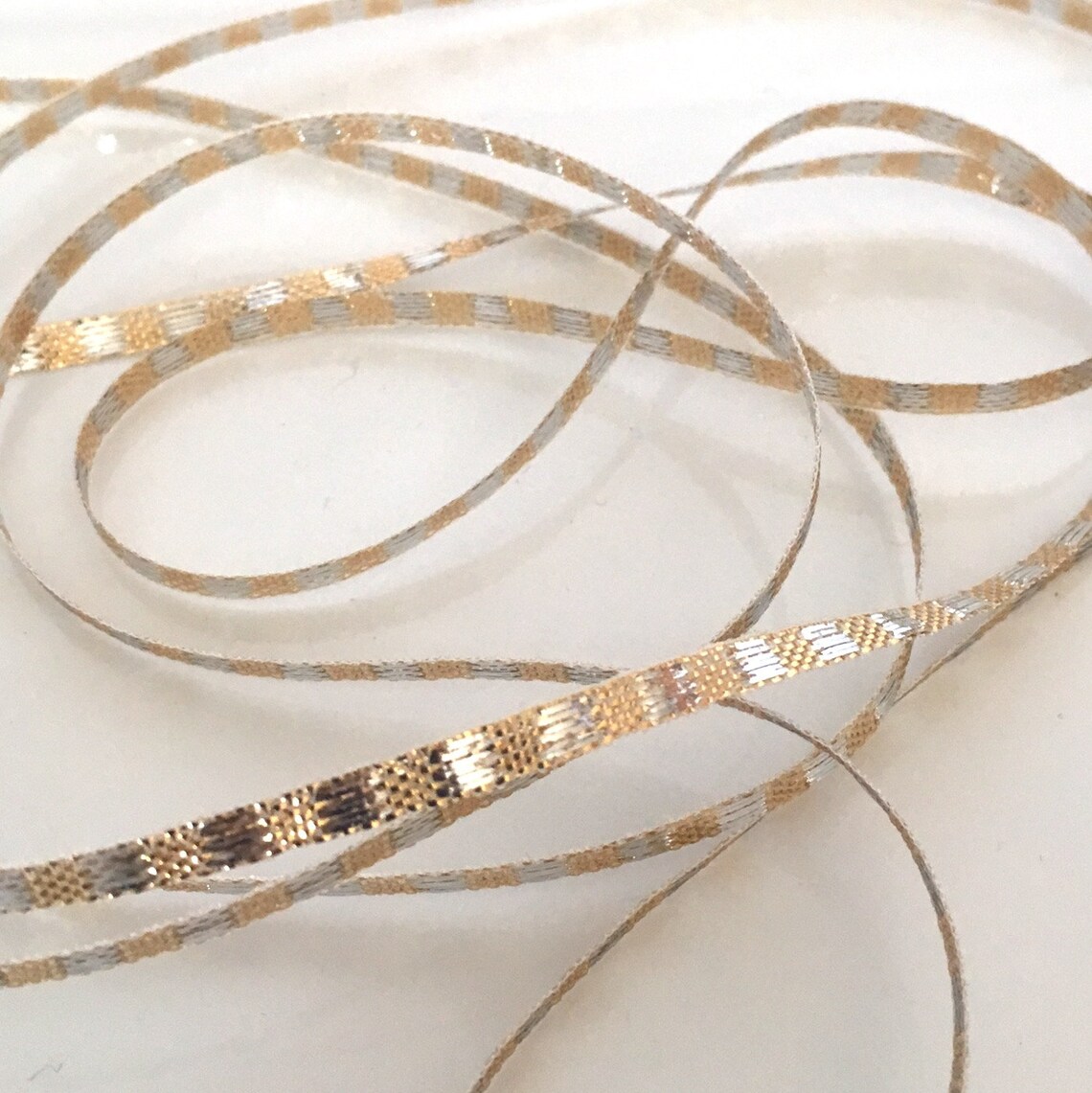 10 Metres Silver and Gold Lurex Ribbon 3mm Lurex Ribbon | Etsy