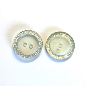 10 Clear Buttons With a Silver Glitter Border, 25mm Clear Buttons ...