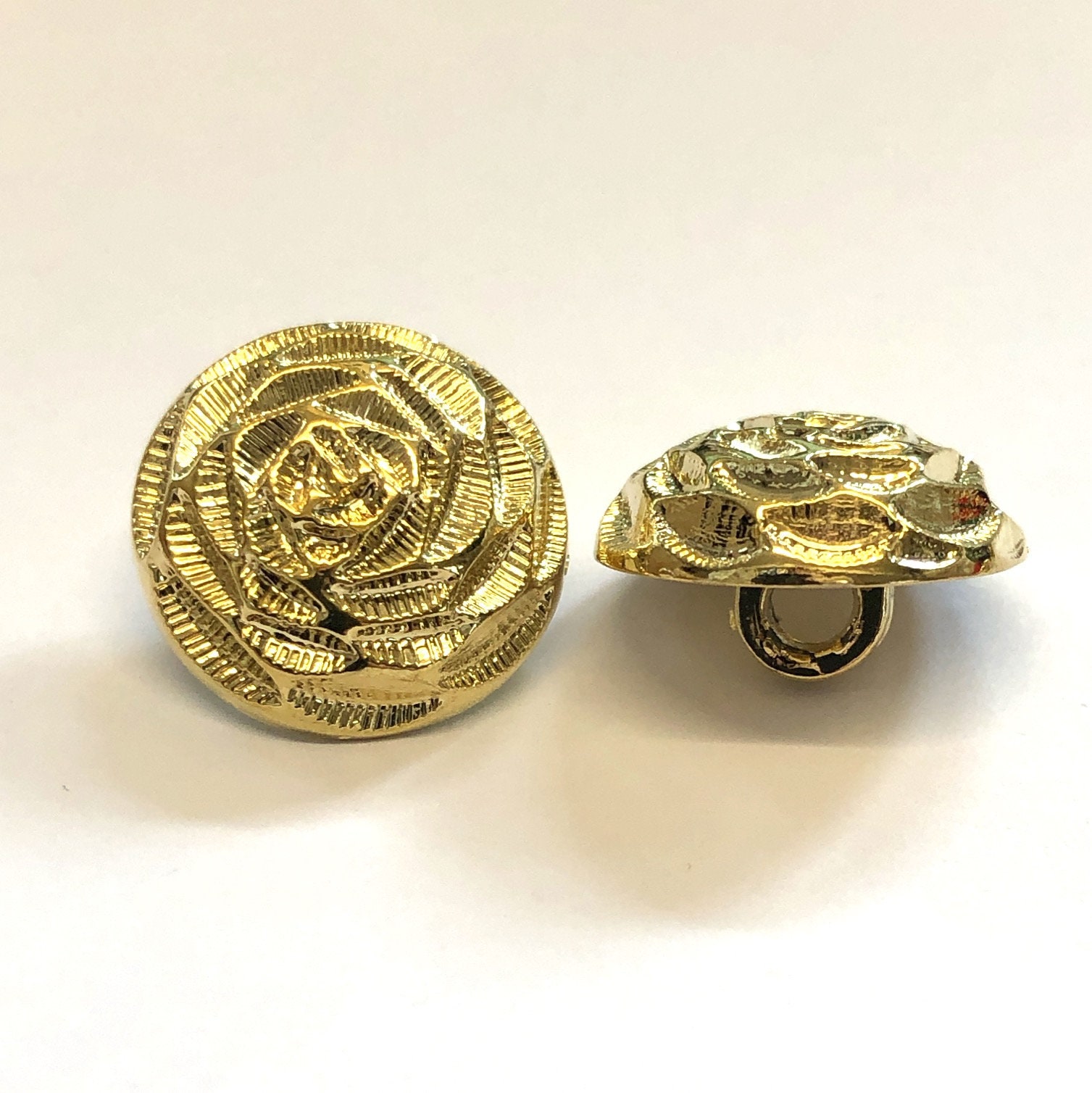 6 18mm Beautiful Etched Rose Buttons Gold Rose Buttons Gold | Etsy