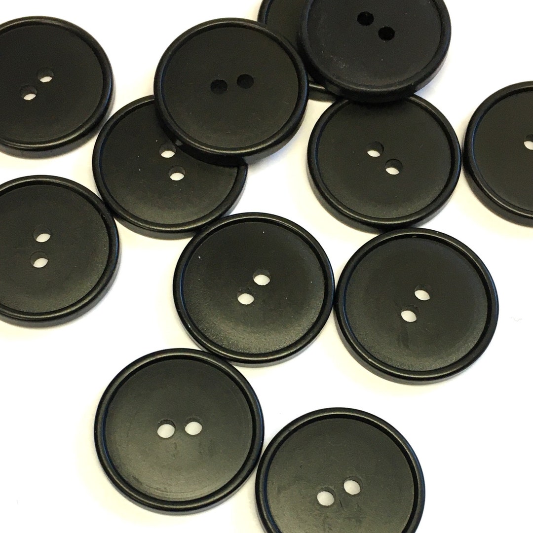 10 X 23mm Black Plastic Based Buttons With Two Holes, Black Jacket ...