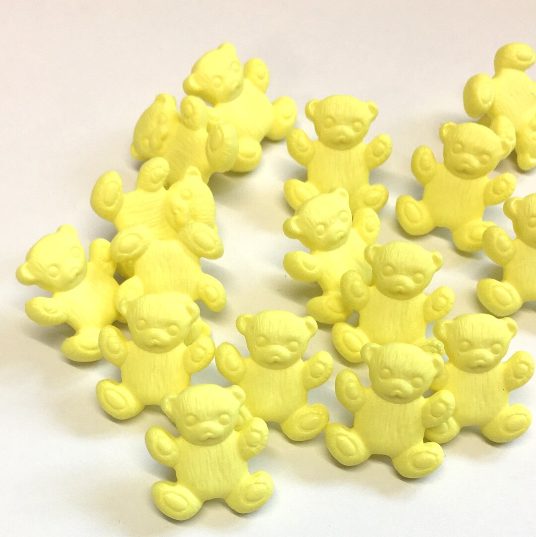 10 Yellow Teddy Buttons, Yellow Teddy Bear Buttons, Yellow Novelty ...