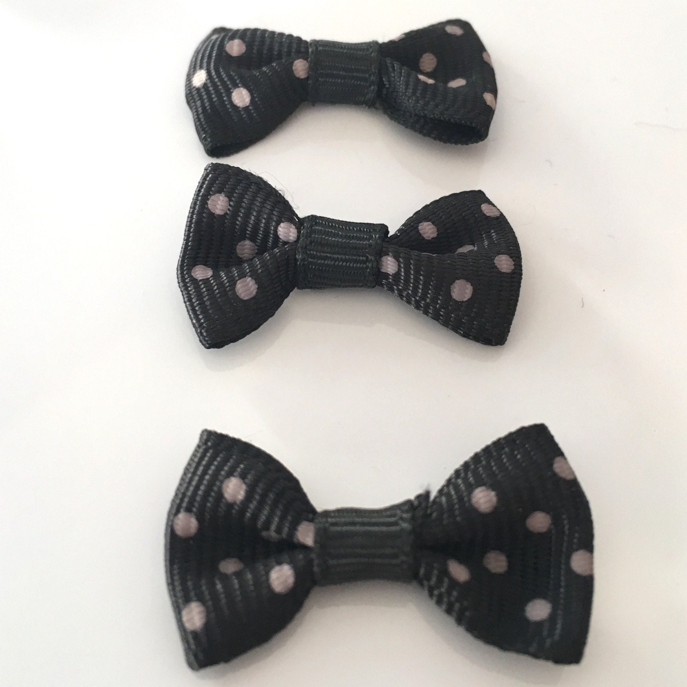 10 black spotty bows black dotty bows black bows grosgrain | Etsy