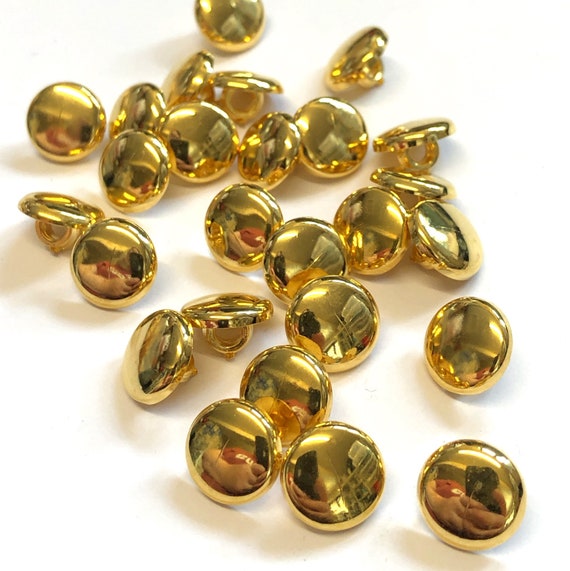 10 Small 11mm 18L Shiny Gold Round Buttons With Rear Shank - Etsy UK