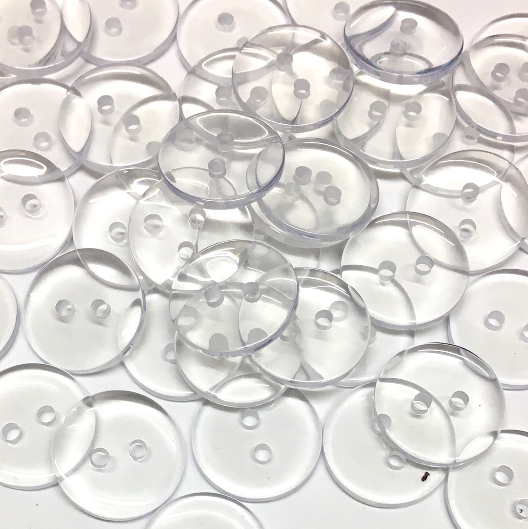 10, 18mm (28L) Clear Transparent Buttons, Clear Buttons, See Through ...