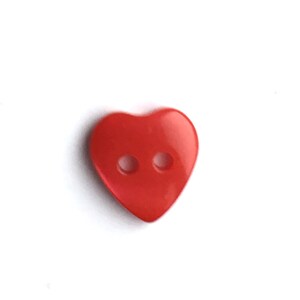 10, Red Heart Buttons, Heart Shaped Buttons, Small Buttons, Opalescent ...