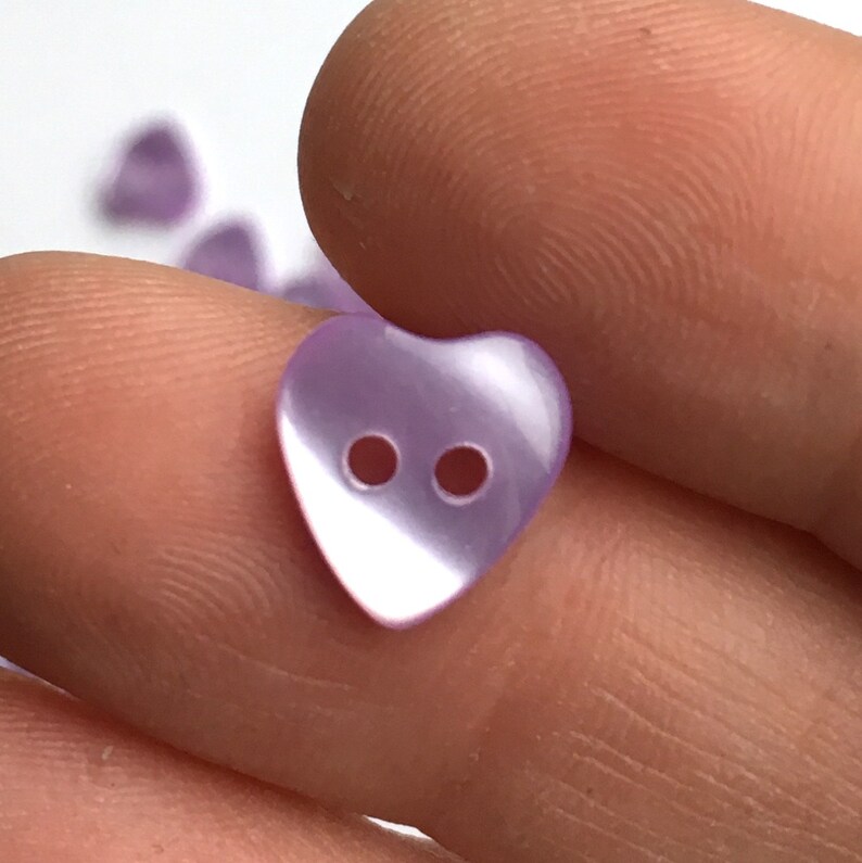 10 Lilac Heart Buttons Heart Shaped Buttons Tiny Buttons | Etsy