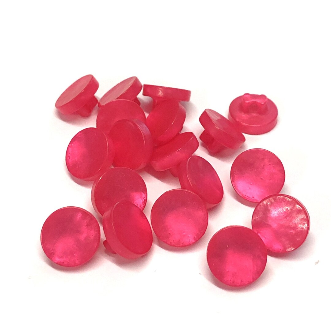 10, 10mm (16L) Bright Pink Opalescent Shank Buttons, Small Fuschia ...