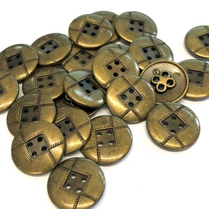 6 Bronze Metal Blazer Buttons: Patchwork Design - Etsy