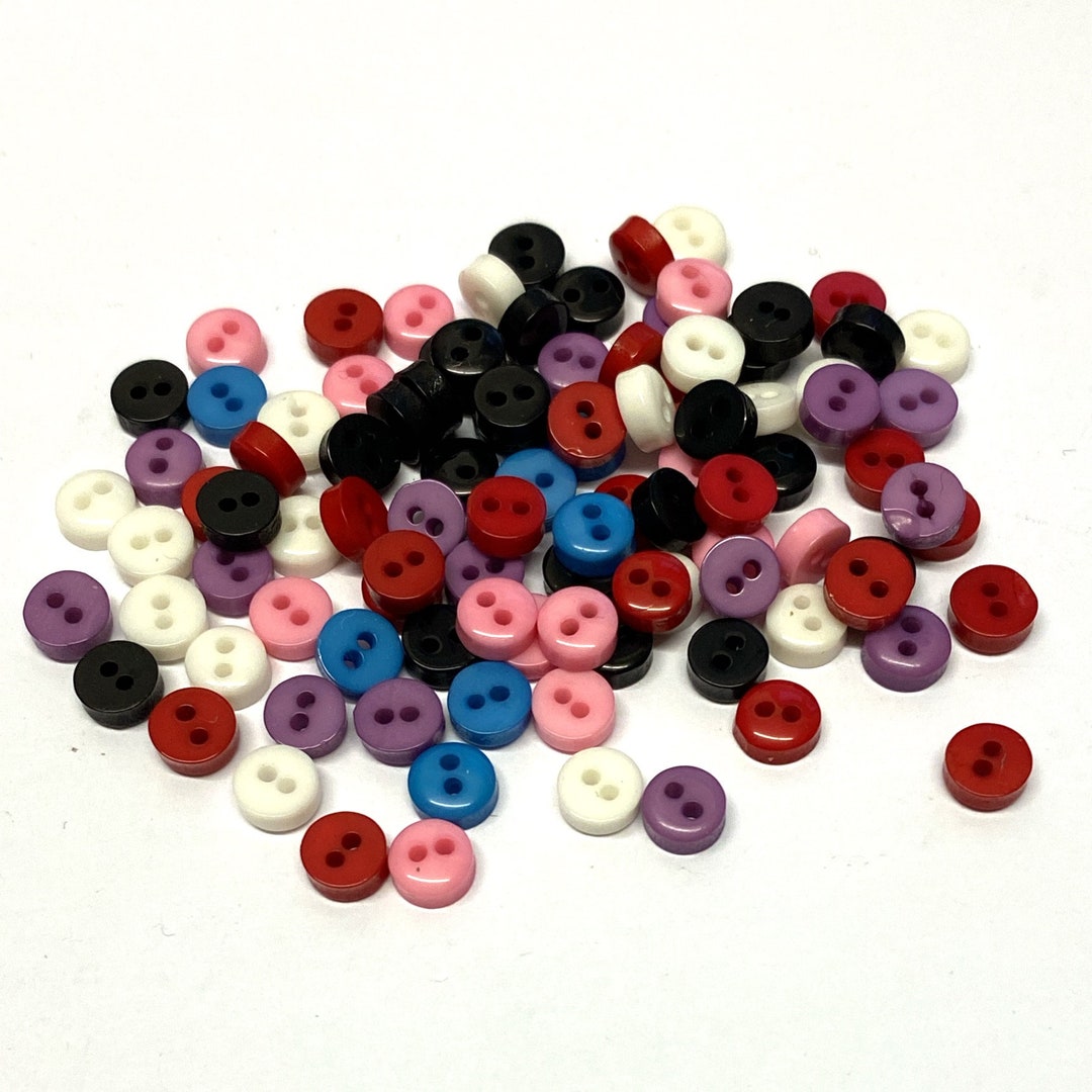 100, Micro Mini 6mm Button, Tiny Mixed Colour Buttons, Miniature Craft ...
