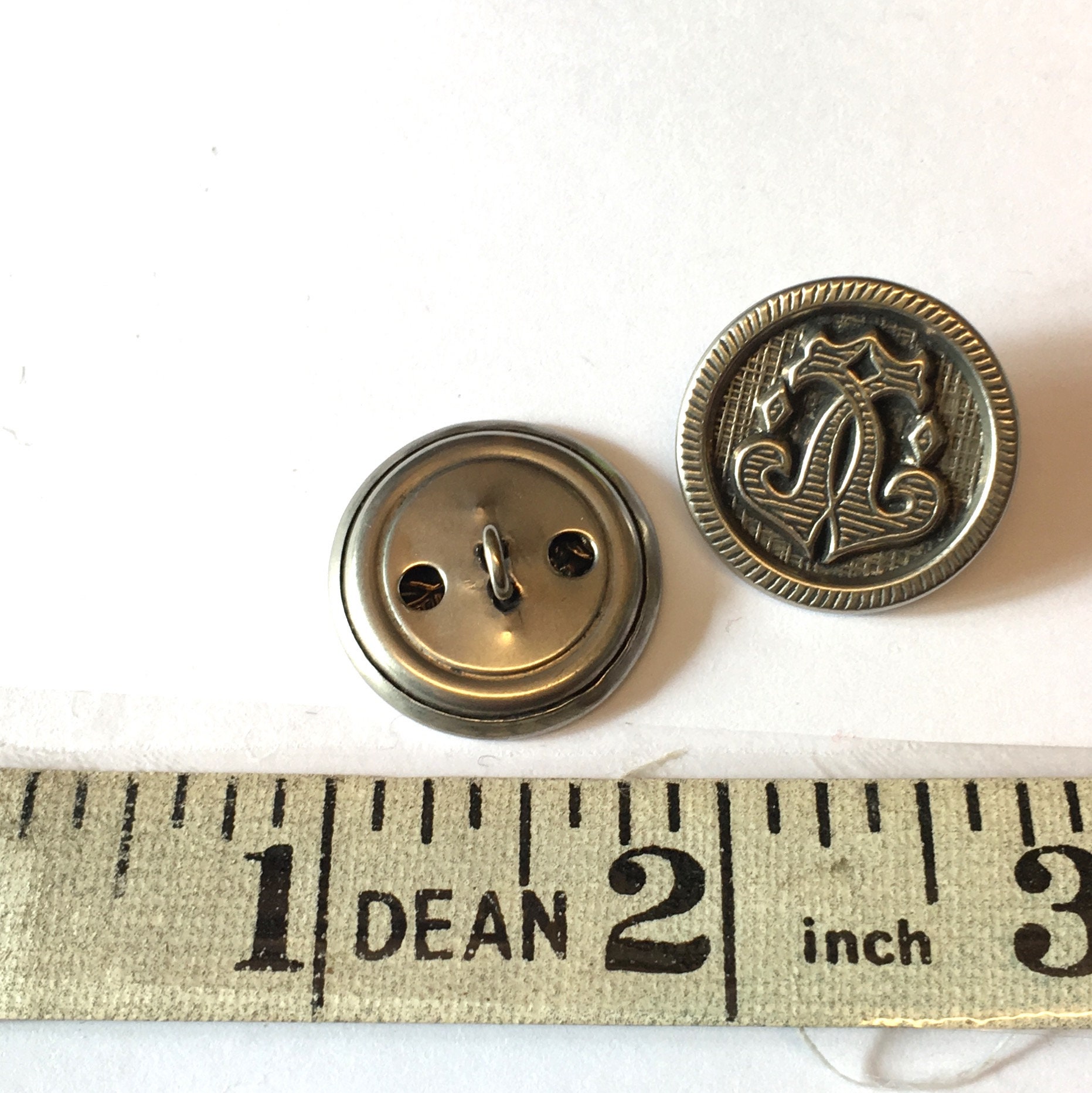 2pcs Vintage Aged Silver Metal Shank Buttons: Embossed Design (22mm) - Etsy