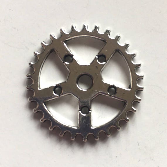 5 x large metal cog silver cog charms gear charms steampunk | Etsy