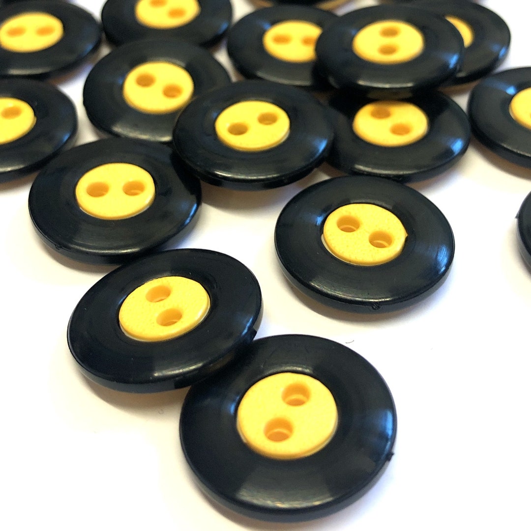 10, 20mm (32L) Black and Yellow Buttons, Sweater Buttons, Bright ...