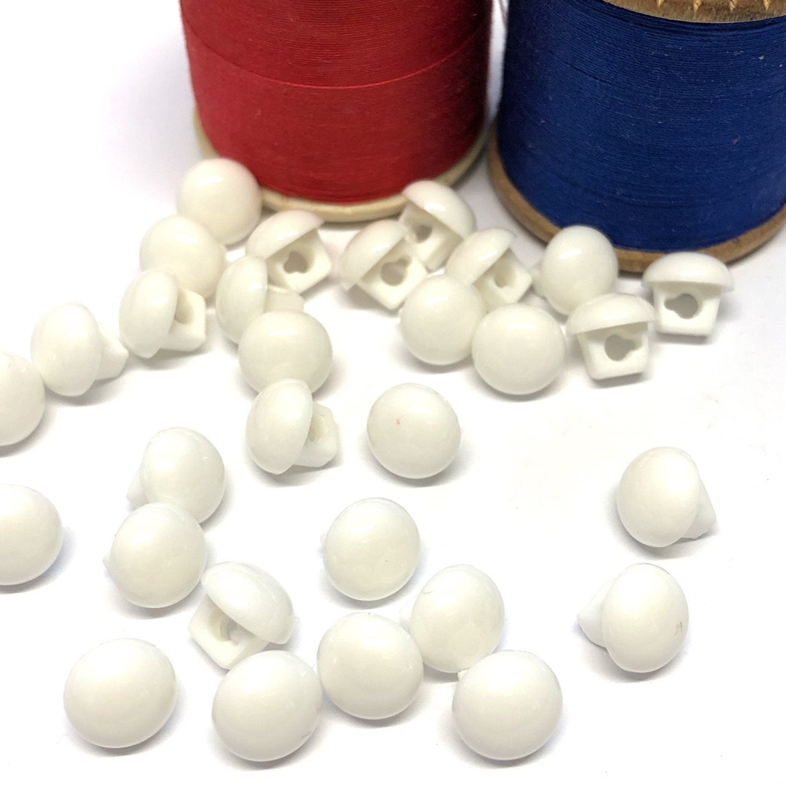 20, 8mm (13L) Tiny White Half Ball Buttons, White Domed Buttons, Small ...