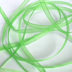 5M, Green Organza Ribbon, Green Ribbon, Green Ribbon, 3mm Ribbon, Craft ...