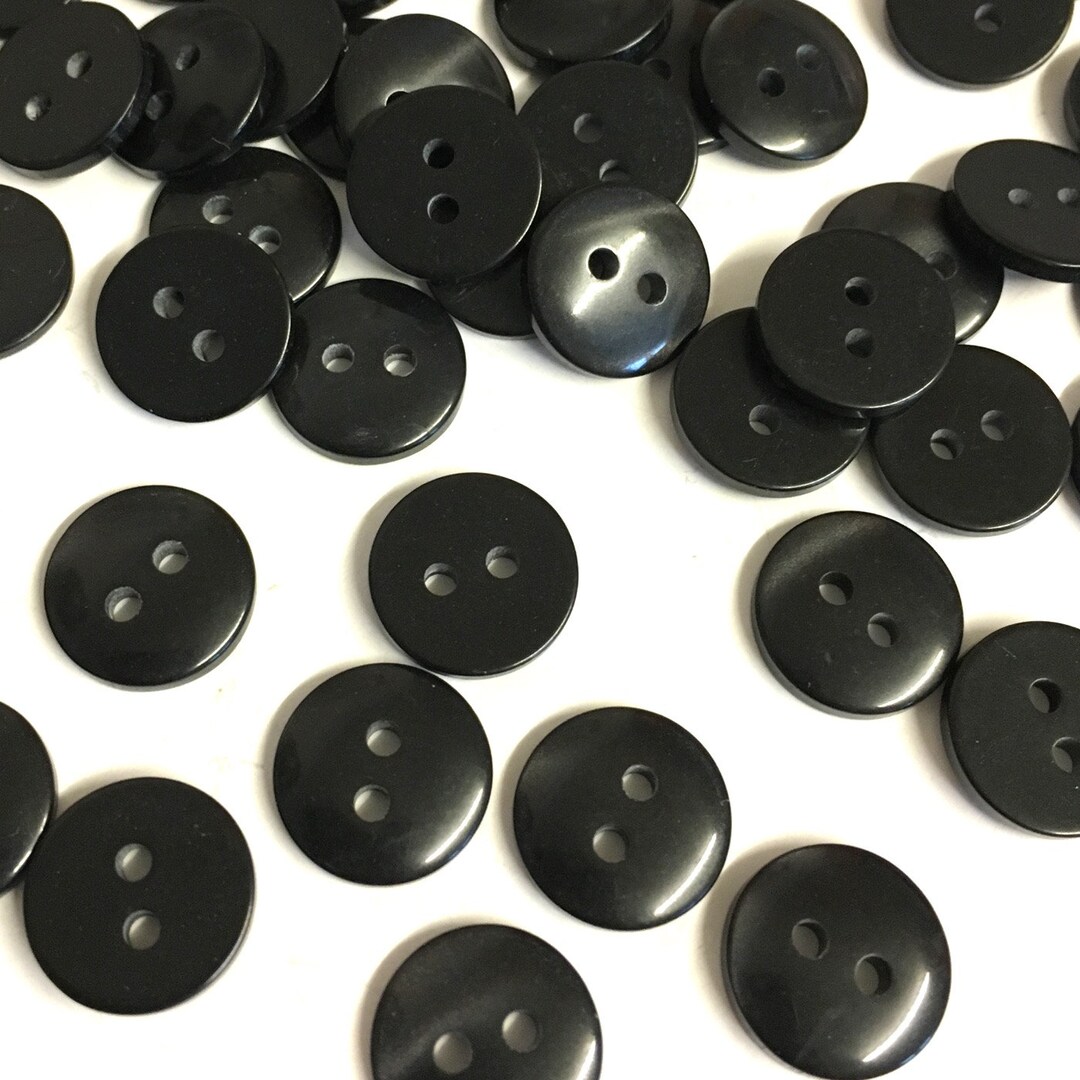 20, Black Buttons, 11mm Black Buttons, Black Shiny Buttons, Black Dolly ...