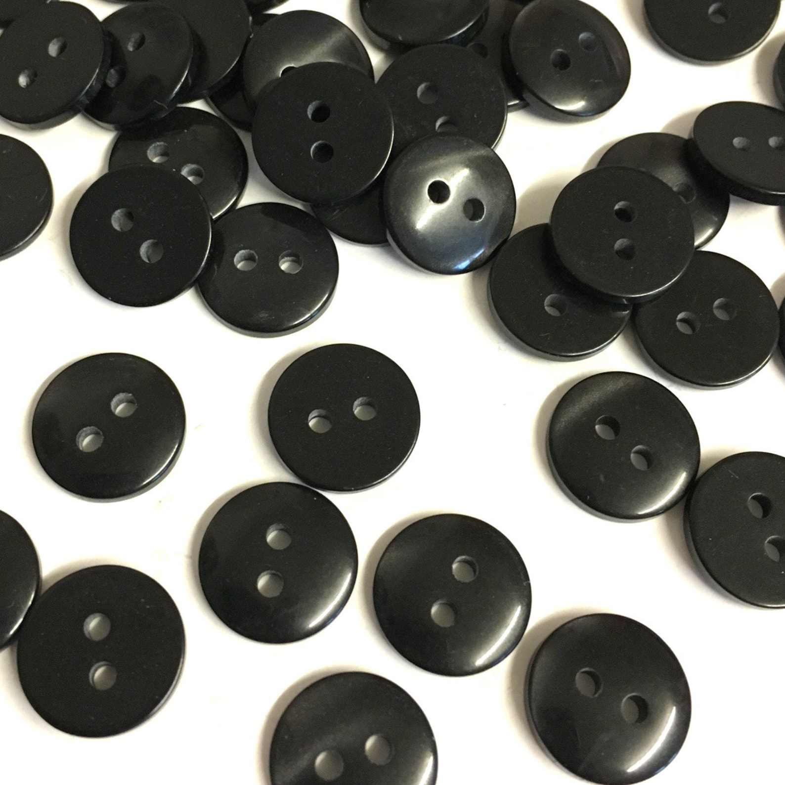 20 black buttons 11mm black buttons black shiny buttons | Etsy