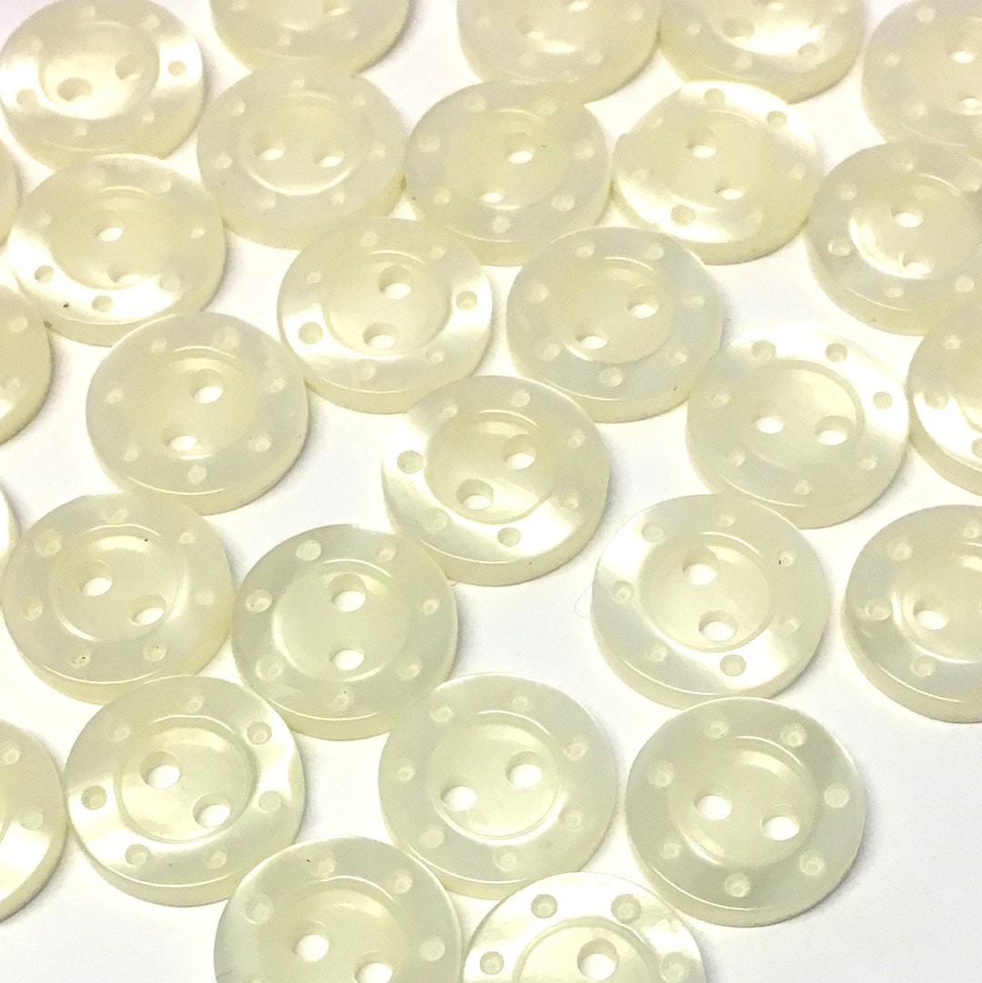 10, 13mm Cream Buttons With Dotted Border, Cute Buttons, Opalescent ...